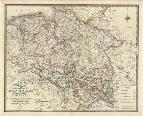 Map of the Kingdome of Hanover with the Grand Duchy of Oldenburg, the ...