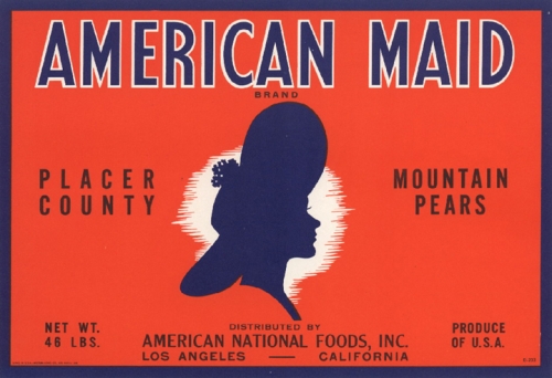 American Maid Brand. Placer County Mountain Pears. | The Old Print Shop