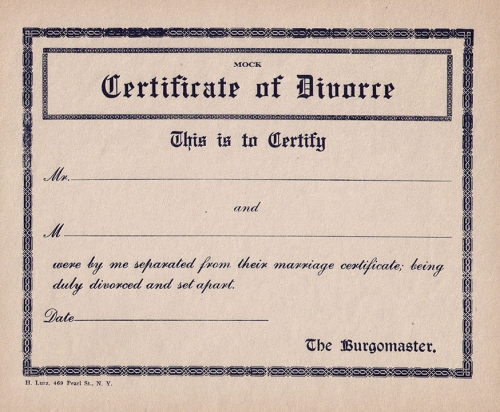 Mock Certificate of Divorce. | The Old Print Shop